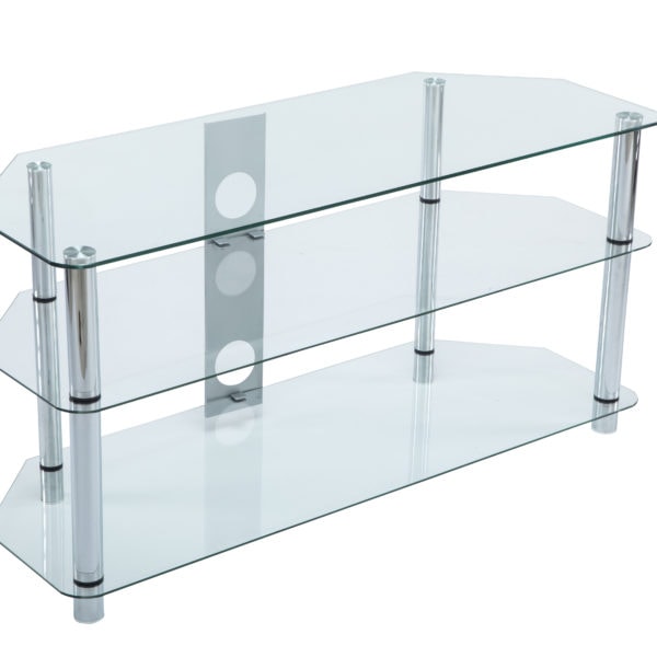 Best clear glass Stand for up to 55-inch TV with chrome legs