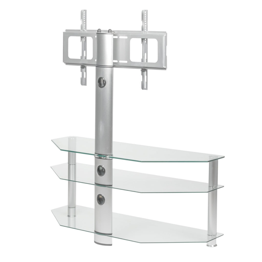 TV Stand with Mount | Clear Glass cantilever TV stand