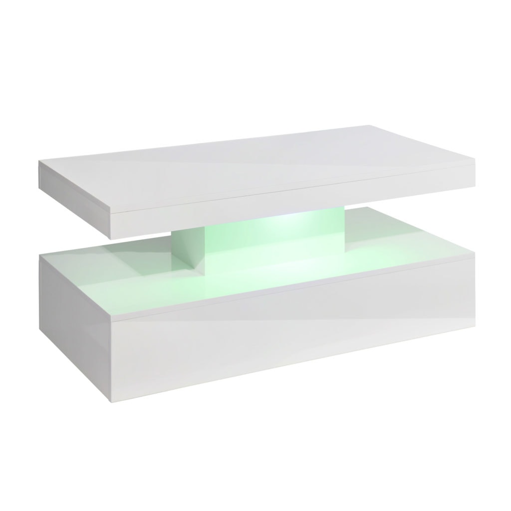 White Coffee Table with RGB LED Lighting | MMT Furniture