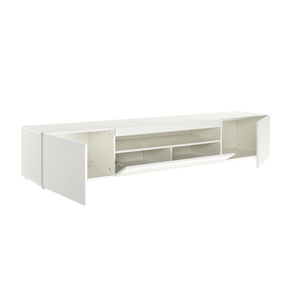 DAIQ2000 Wide White TV Cabinet for up to 80″ screens | MMT
