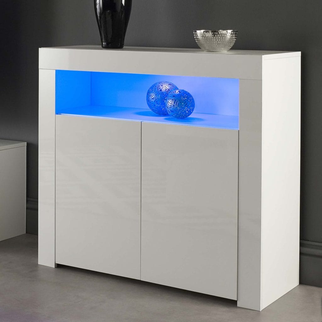 Gloss White Storage Sideboard with LED lights | MMT-SIB02