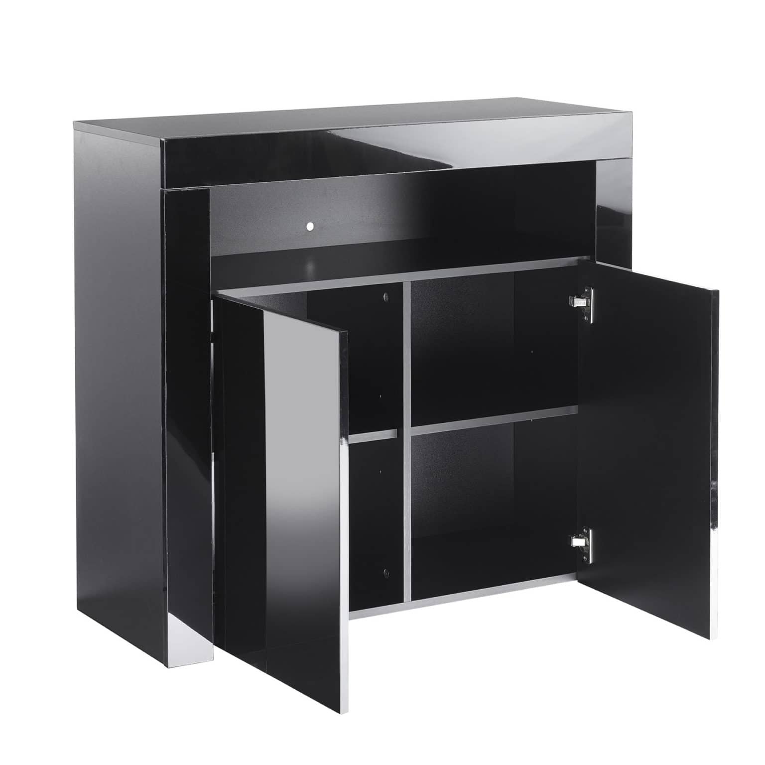 Gloss Black Storage Sideboard with LED lights | MMT-SIB02