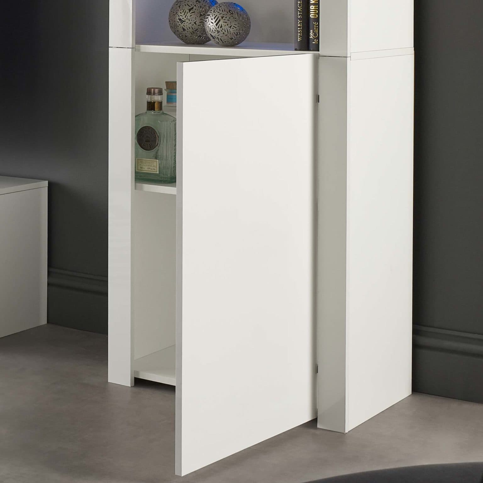 Tall White Storage Sideboard with LED lights | MMT-SIB03