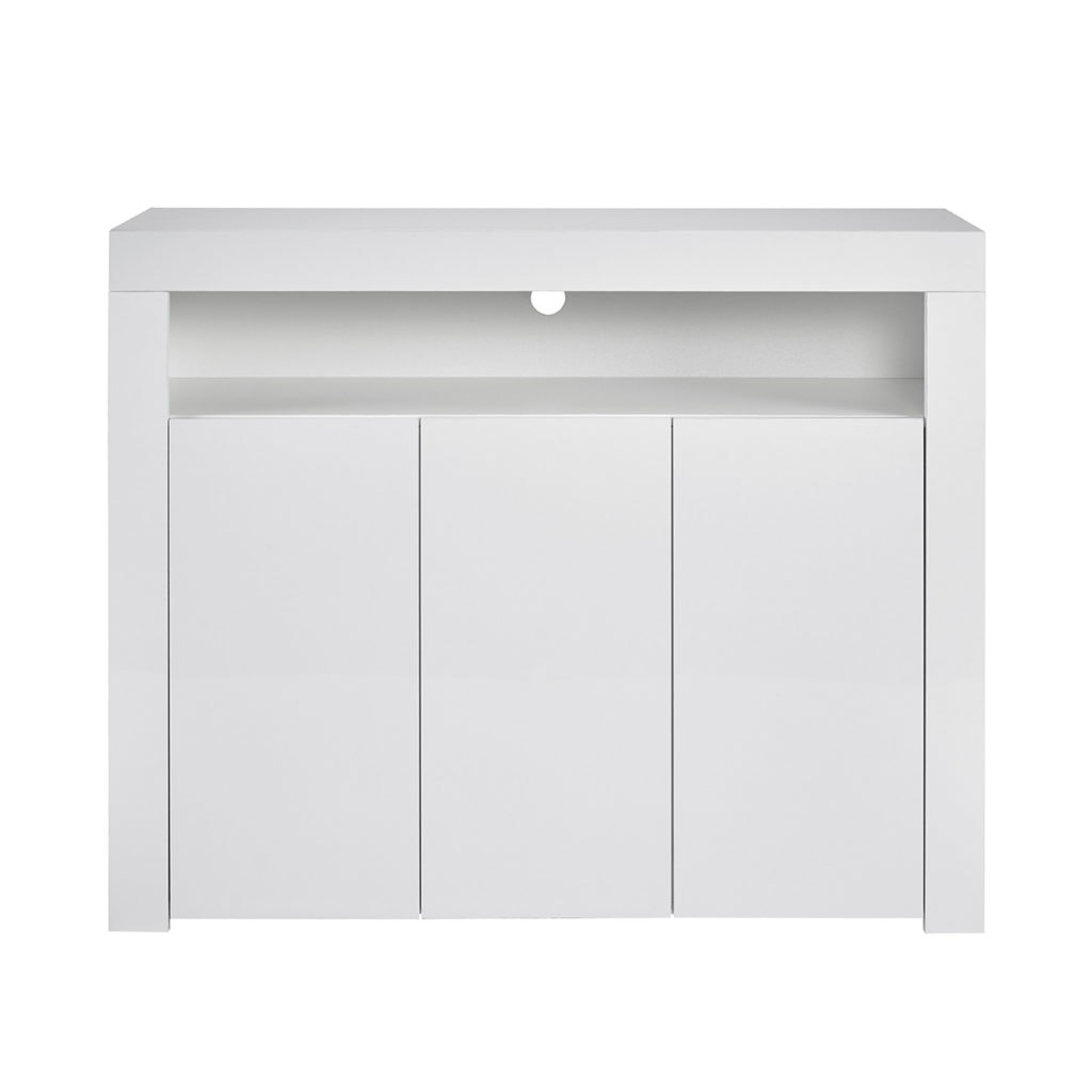 Wide Gloss White Storage Sideboard with LED lights | MMT-SIB04