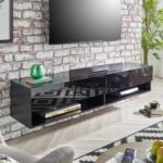 Black Floating TV Unit | Wall-mountable TV Cabinet - TS013 140cm
