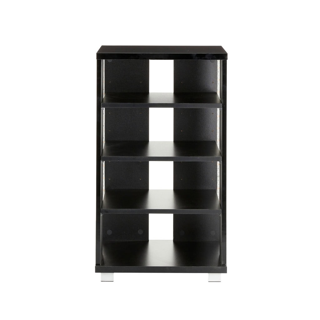 Black HiFi Unit with 5 Shelves & LED Lighting | MMT Furniture