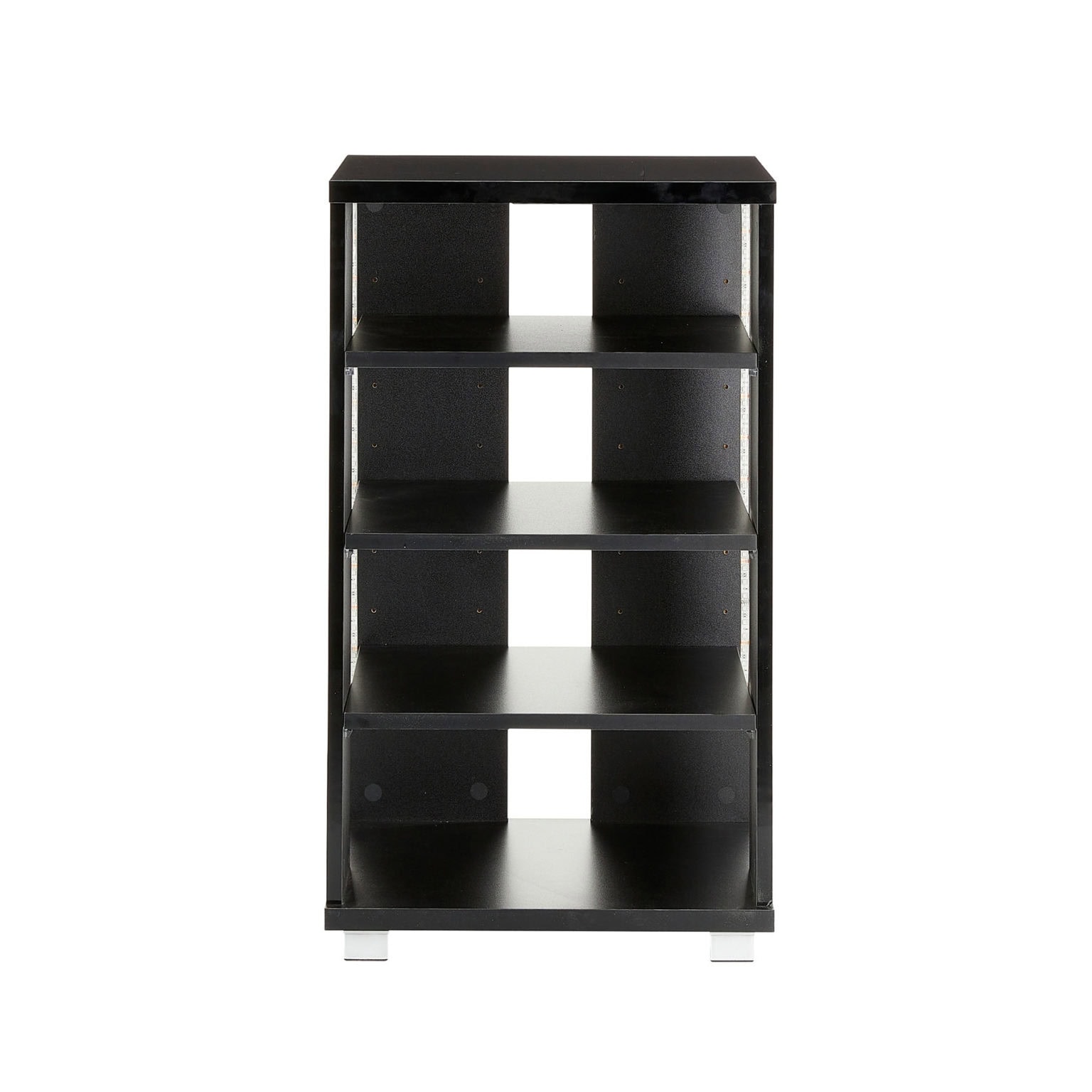 Black HiFi Unit with 5 Shelves & LED Lighting | MMT Furniture