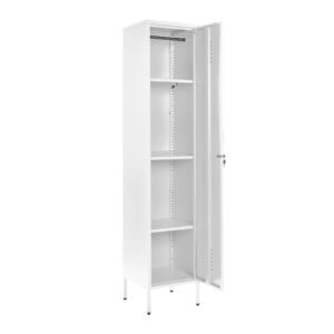Industrial Style 1 Door Metal Locker Cabinet in White | MMT