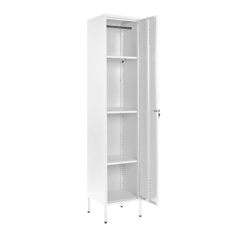 Industrial Style 1 Door Metal Locker Cabinet in White | MMT
