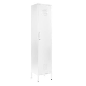 Industrial Style 1 Door Metal Locker Cabinet in White | MMT