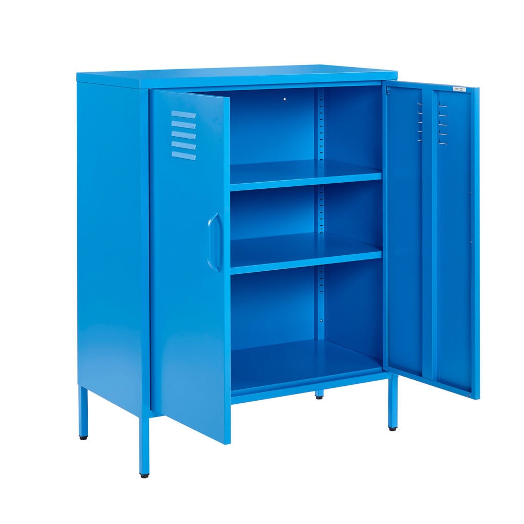 Industrial Style 2 Door Metal Sideboard Cabinet in Blue | MMT