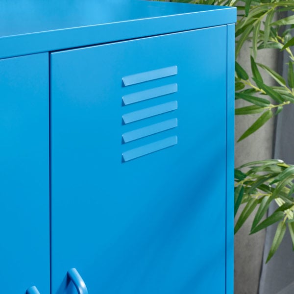 Industrial Style 2 Door Metal Sideboard Cabinet in Blue | MMT
