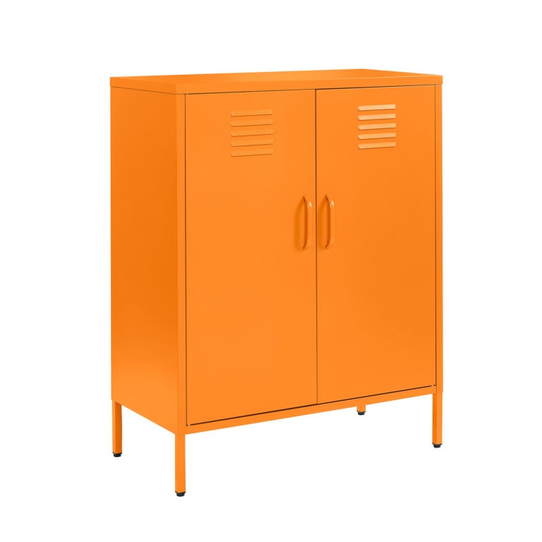 Industrial Style 2 Door Metal Sideboard Cabinet in Orange | MMT