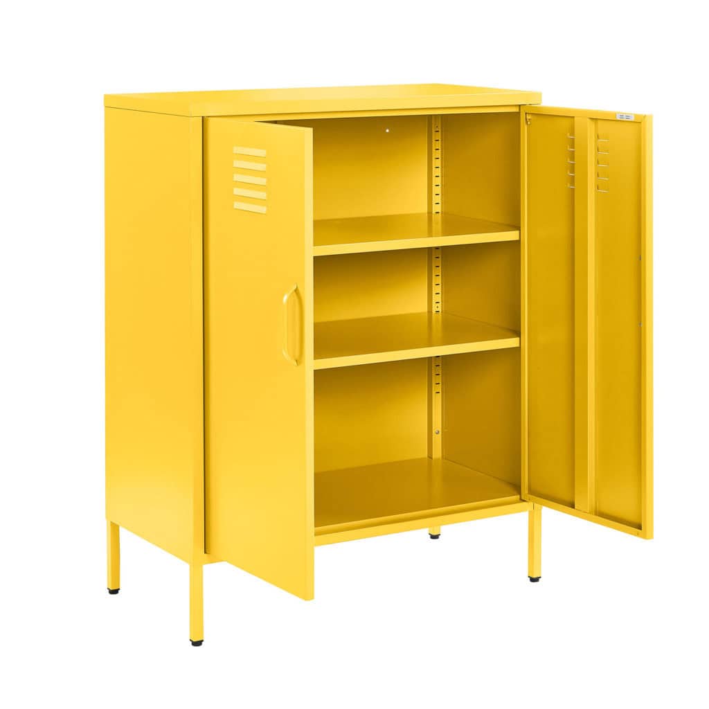 Industrial Style 2 Door Metal Sideboard Cabinet in Yellow | MMT