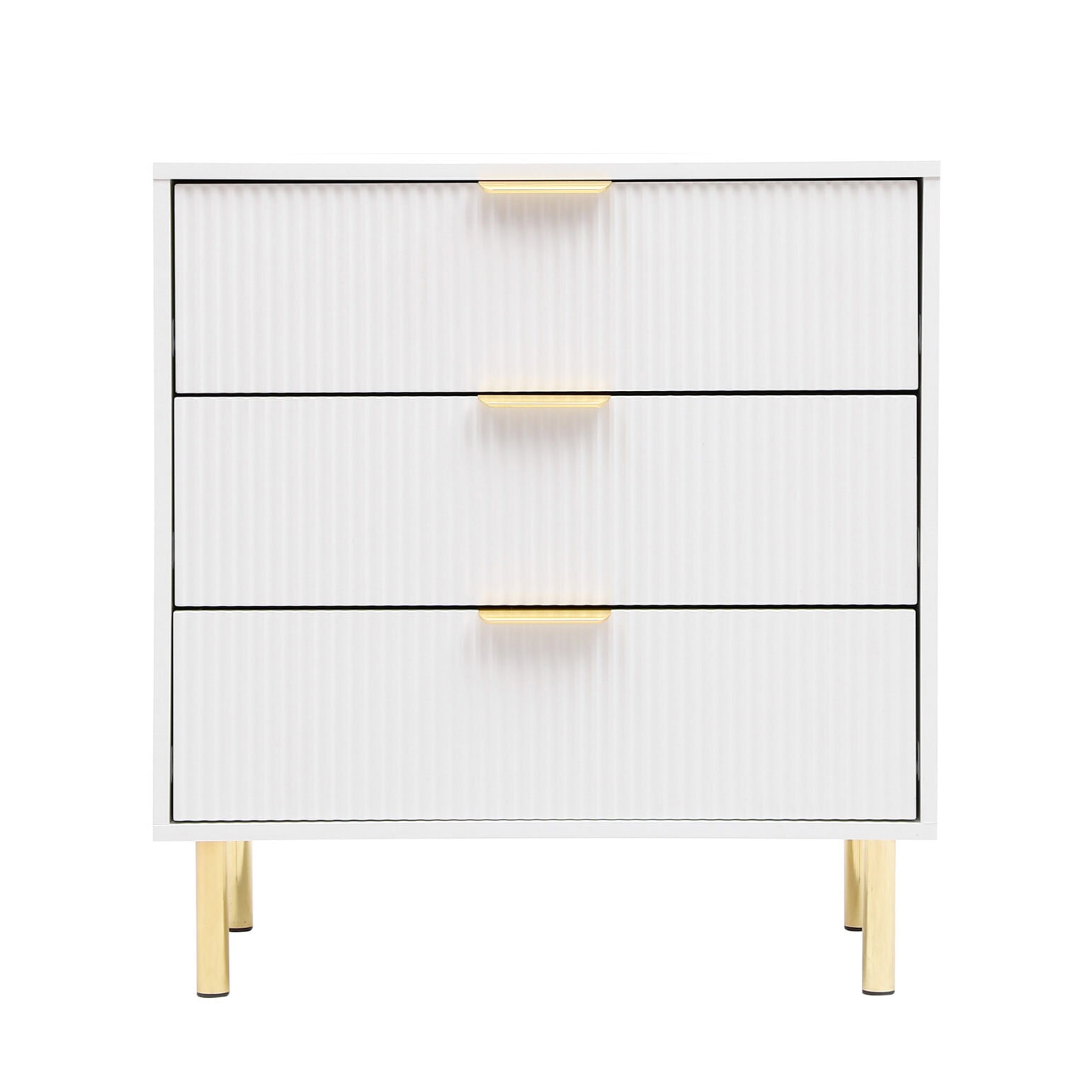 White 3-Drawer Fluted Front Chest of Drawers
