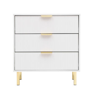 White 3-Drawer Fluted Front Chest of Drawers