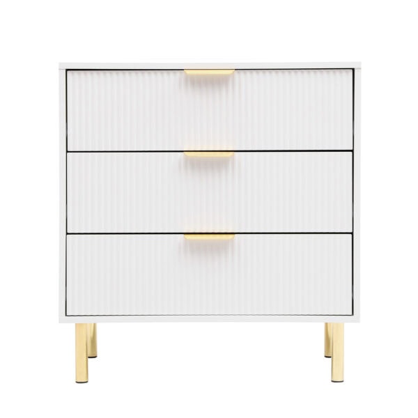 White 3-Drawer Fluted Front Chest of Drawers