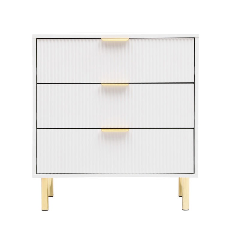 White 3-Drawer Fluted Front Chest of Drawers