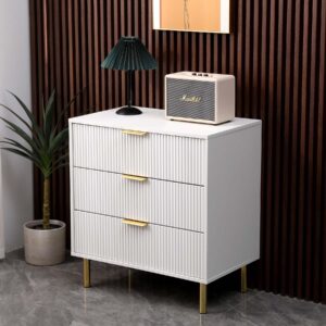 White 3-Drawer Fluted Front Chest of Drawers